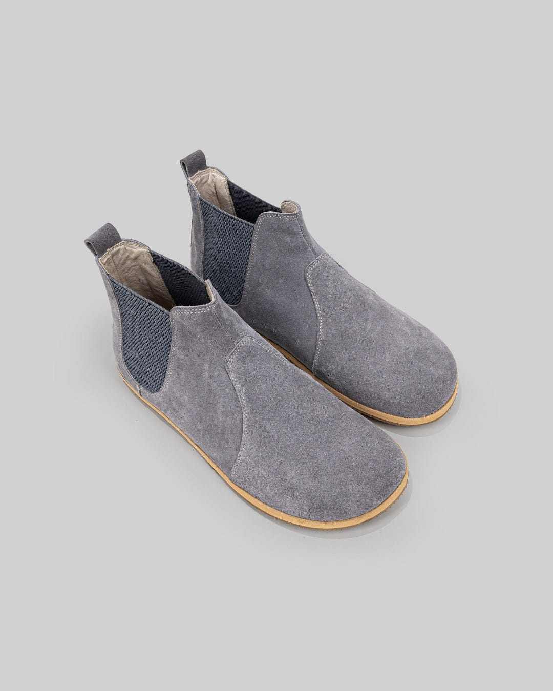 Chelsea Boots for Men: Grey Suede, Wide Toe Box - Zero Drop Sole - Etsy