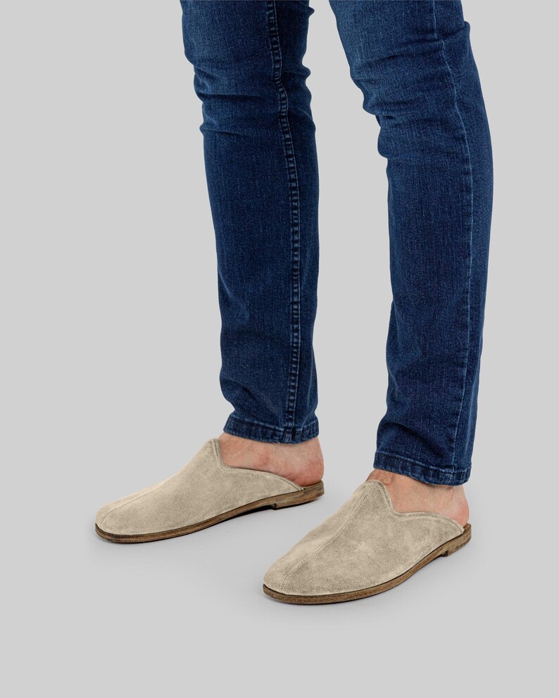 Buffalo Leather Men's Slippers - Wide Toe Box, Soft Wool Lining - Etsy