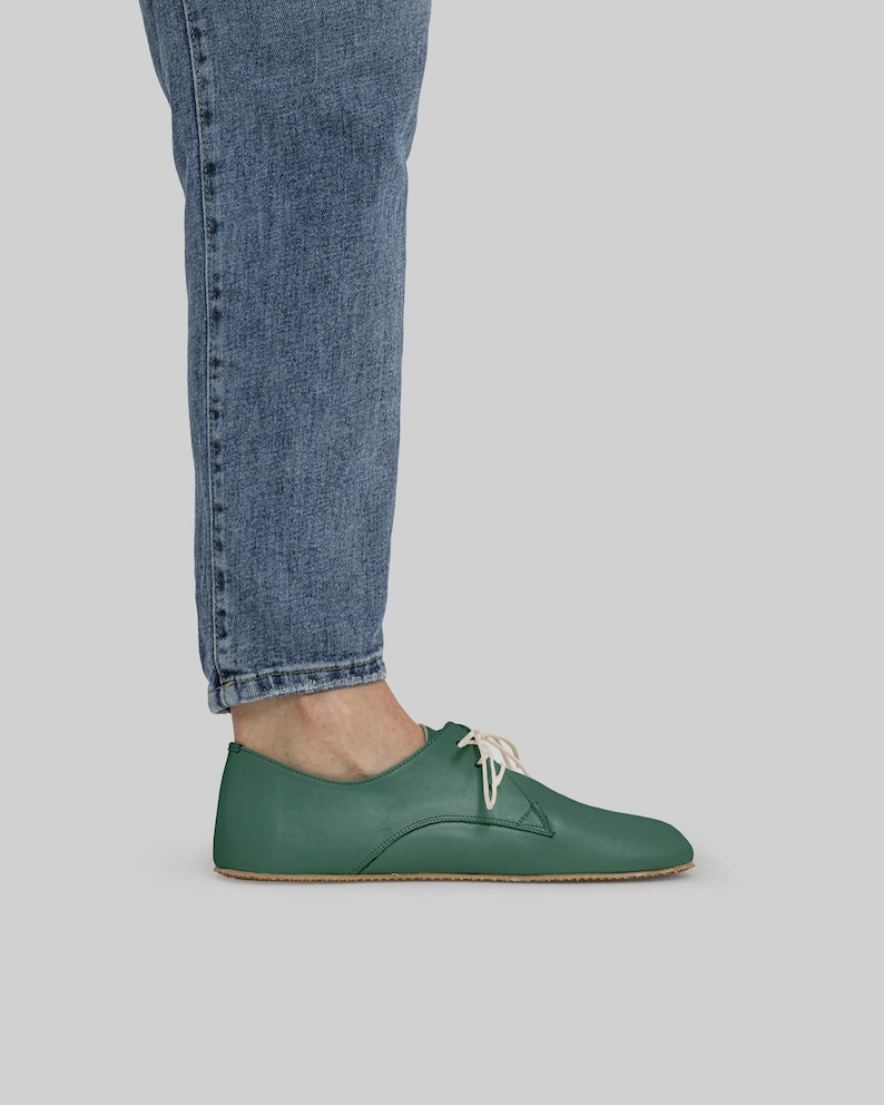 Green Mens Wide Toe Oxford - Zero Drop Barefoot Folk, Hand-stitched ...