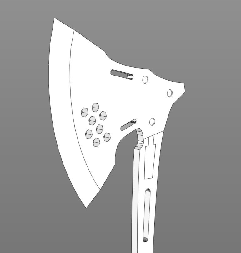 Kaiju No 8 Shinomiya Kikoru Axe Weapon Pepakura/pdo/eva Foam/3d Model ...