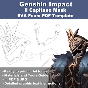 Genshin Impact Il Capitano Helmet Mask EVA Foam Template & Pattern ...