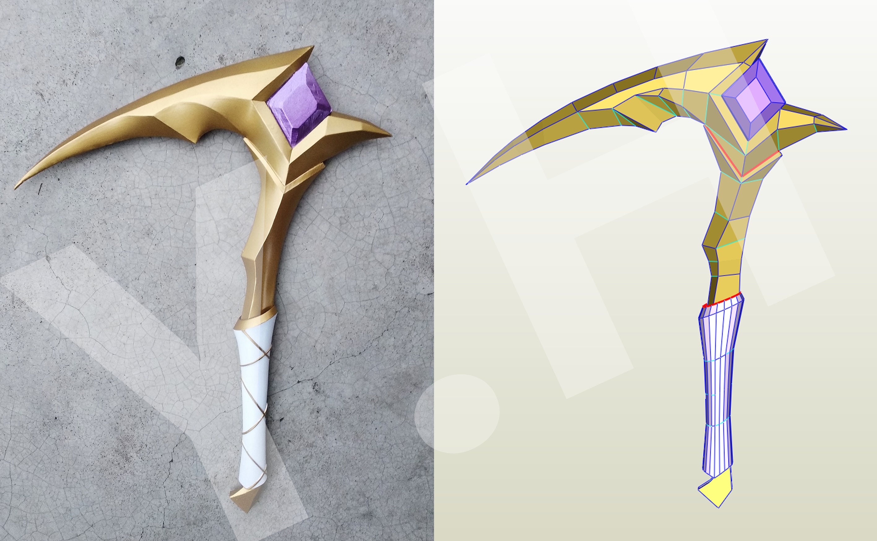 League of Legends K/DA Akali Cosplay Weapon Pepakura File pop/stars Ver ...