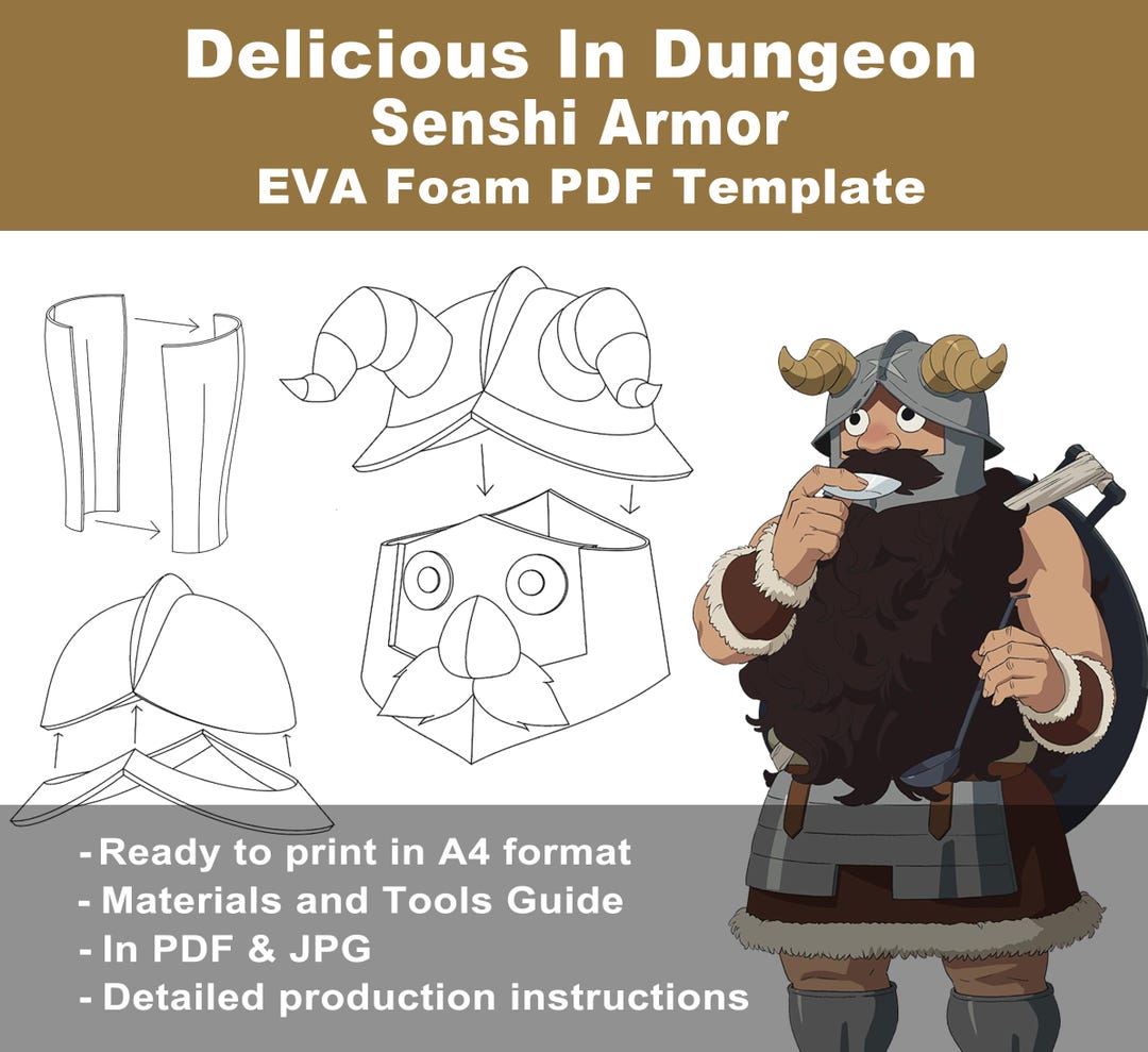 Delicious in Dungeon Senshi Armor EVA Foam Template & Pattern - Digital ...