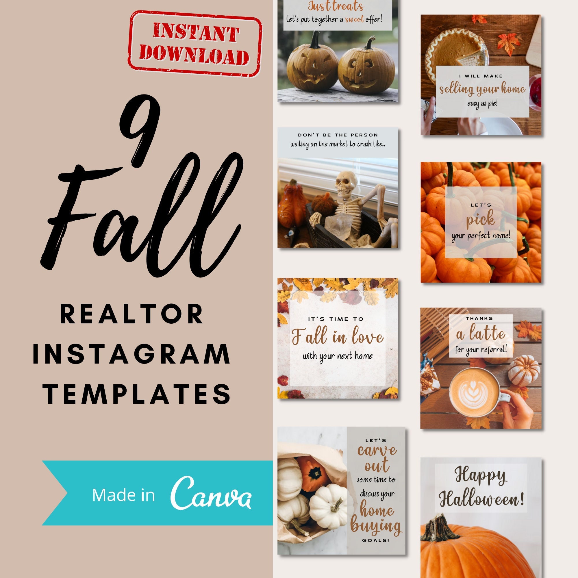 Real Estate Instagram Fall Marketing Instant Download, Realtor Social ...