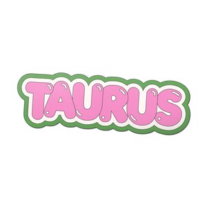 Taurus Zodiac Sticker | Matte or Holographic | Cute, Retro, Typographic ...