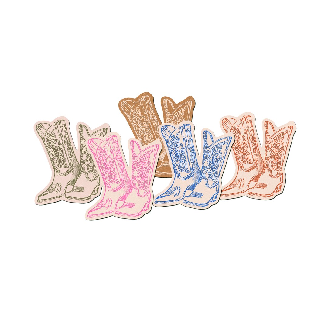 Cowboy Boots Sticker | Multiple Colors | Die Cut Matte Vinyl Sticker ...