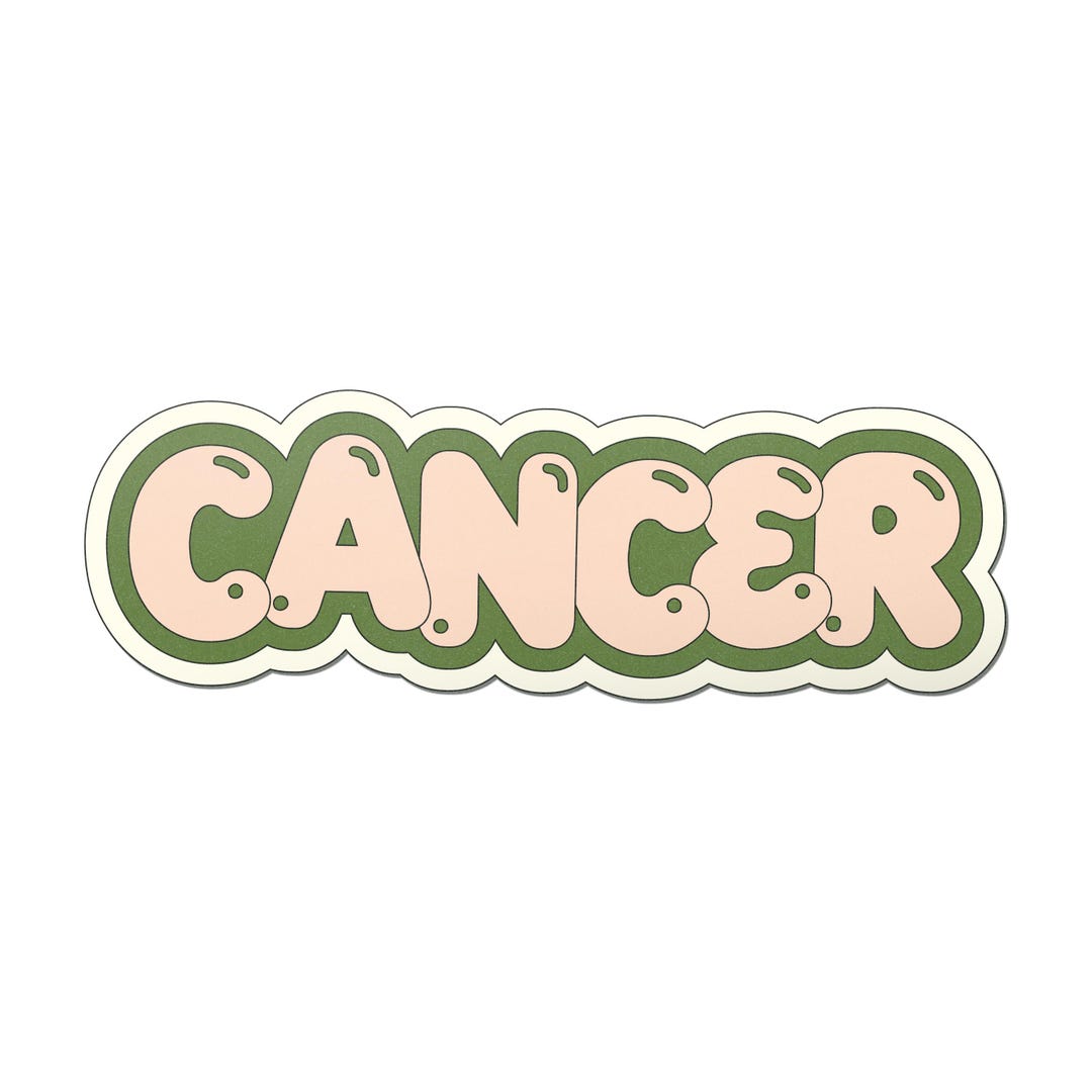Cancer Zodiac Sticker | Matte or Holographic | Cute, Retro, Typographic ...