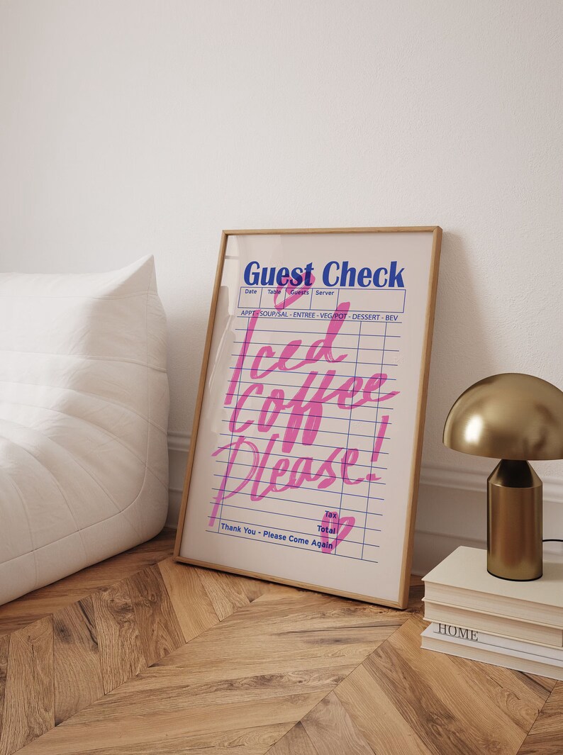 Iced Coffee Guest Ticket DIGITAL PRINTS Trendy Posters Room - Etsy