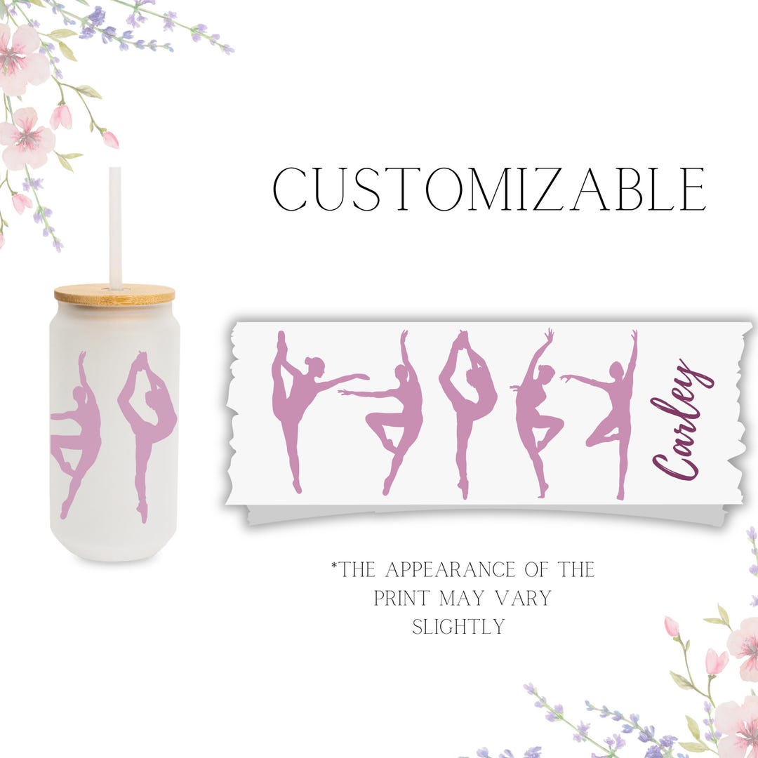 Custom Dancer Glass Cup With Lid and Glass Straw, Custom Iced Coffee ...
