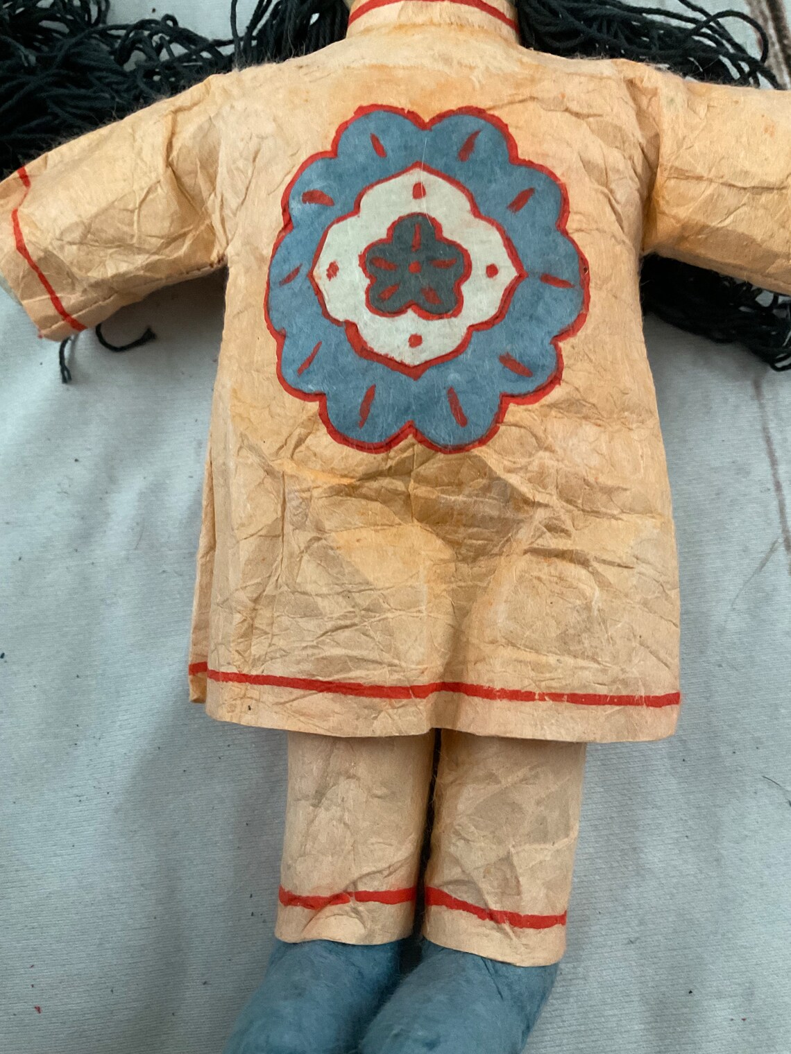 Two Vintage Handmade Paper Mache and String Dolls - Etsy