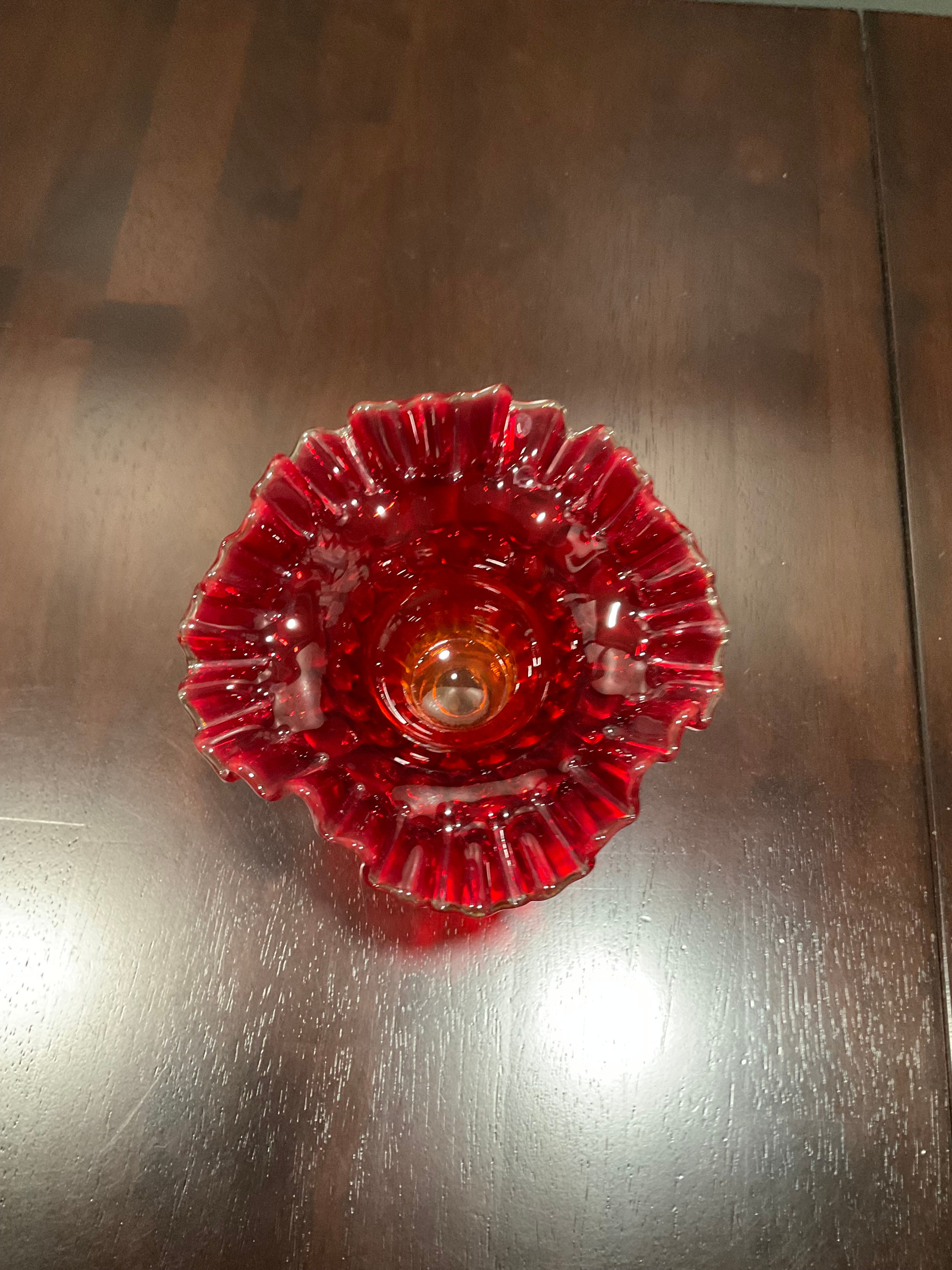 Fenton Ombré Red Orange White Ruffle Candy Dish - Etsy