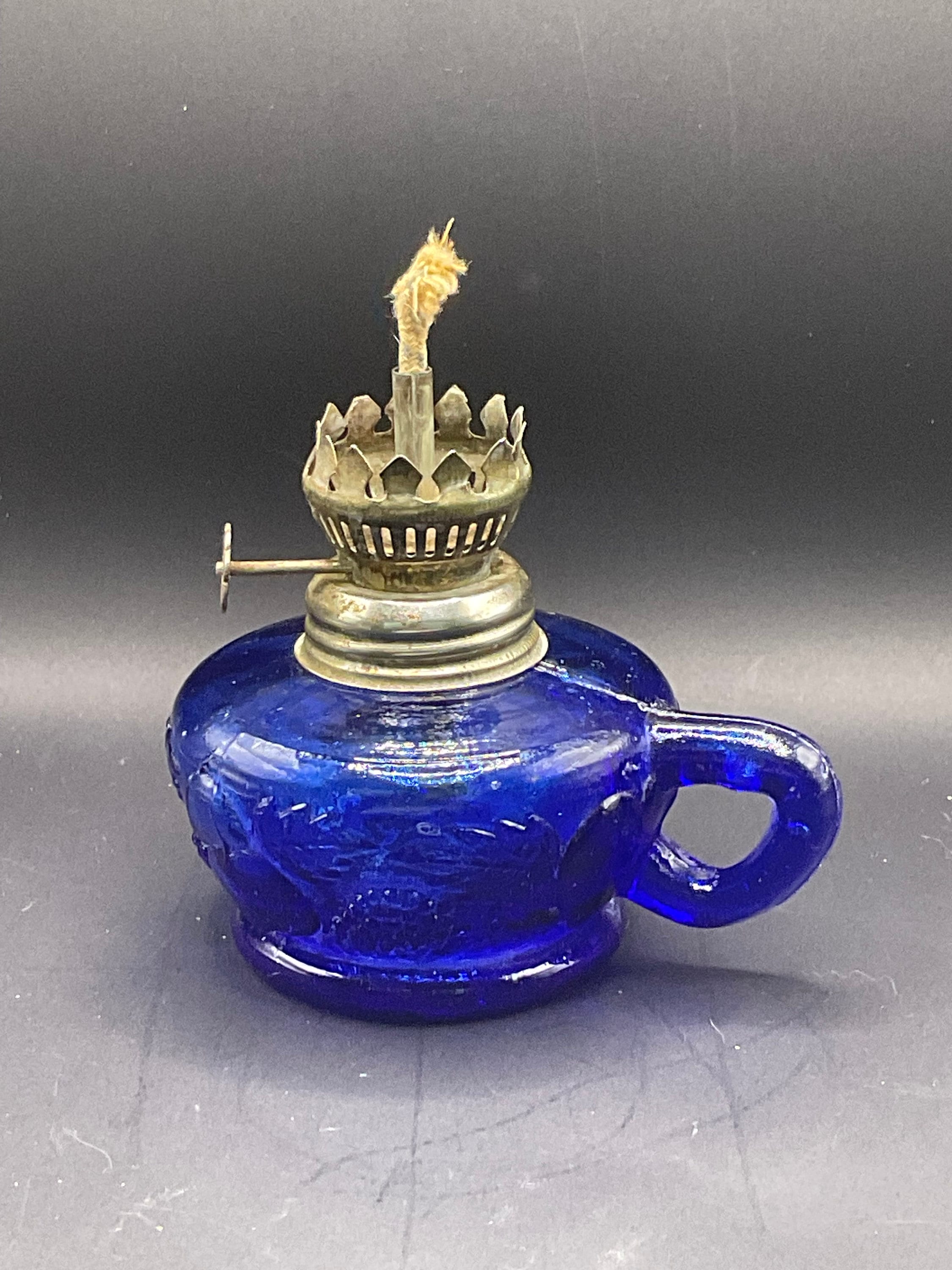 Vintage Small Cobalt Blue Oil Lamp - Etsy