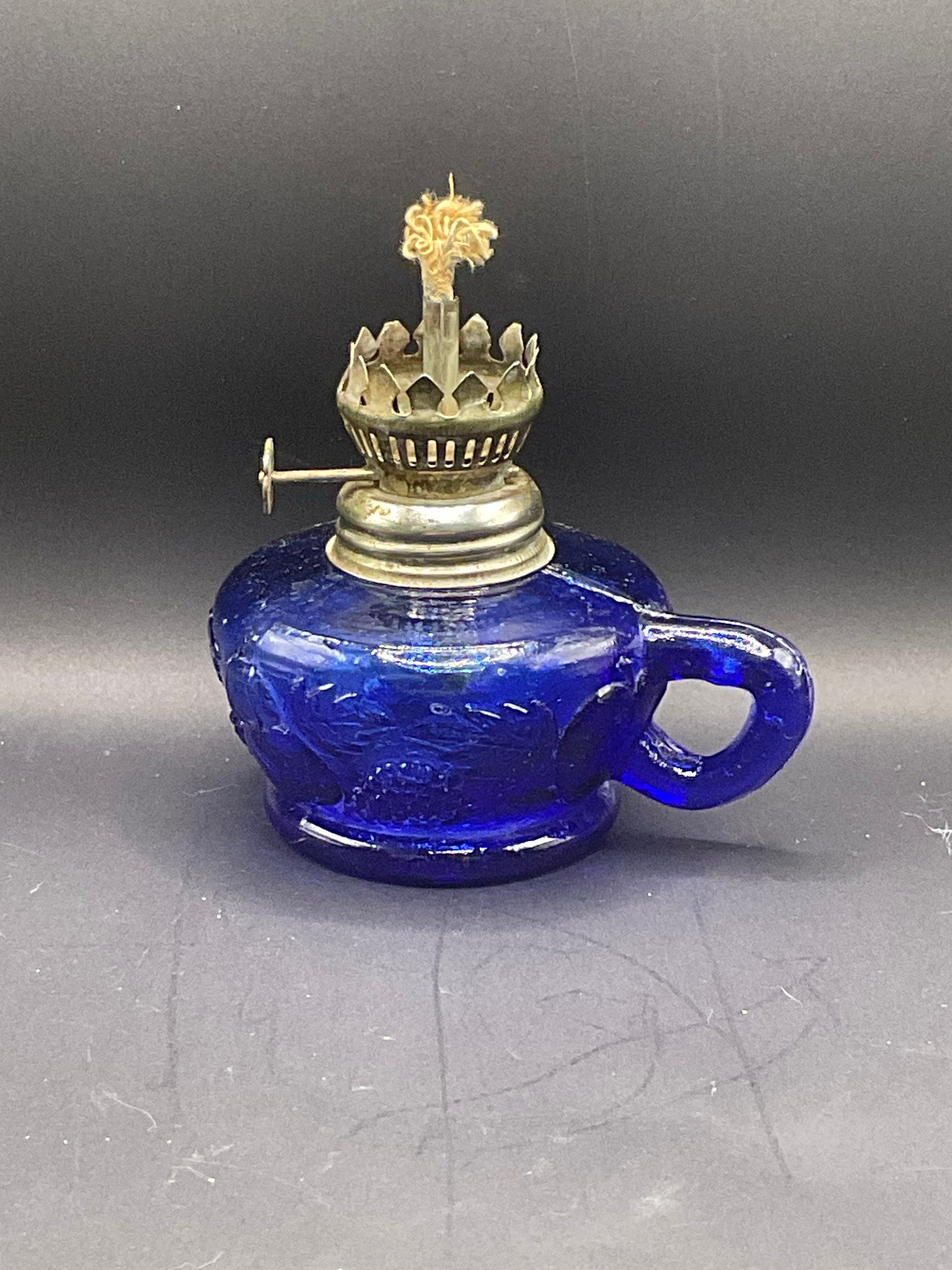 Vintage Small Cobalt Blue Oil Lamp - Etsy