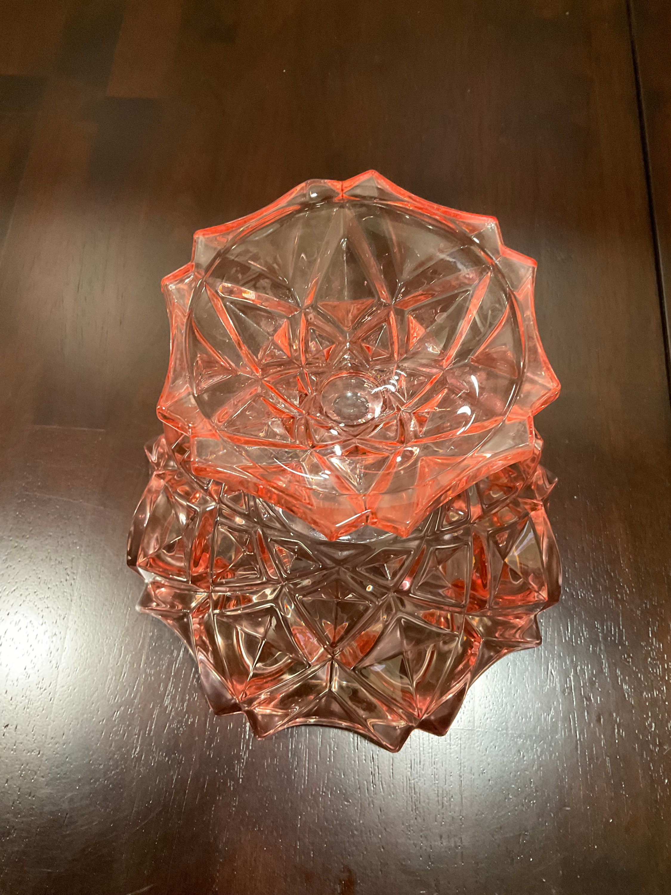 Large Pink Cut Glass Decorative Bowl - Etsy