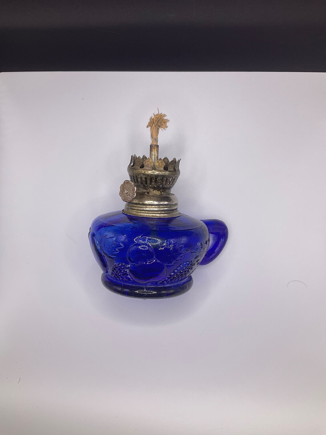 Vintage Small Cobalt Blue Oil Lamp - Etsy