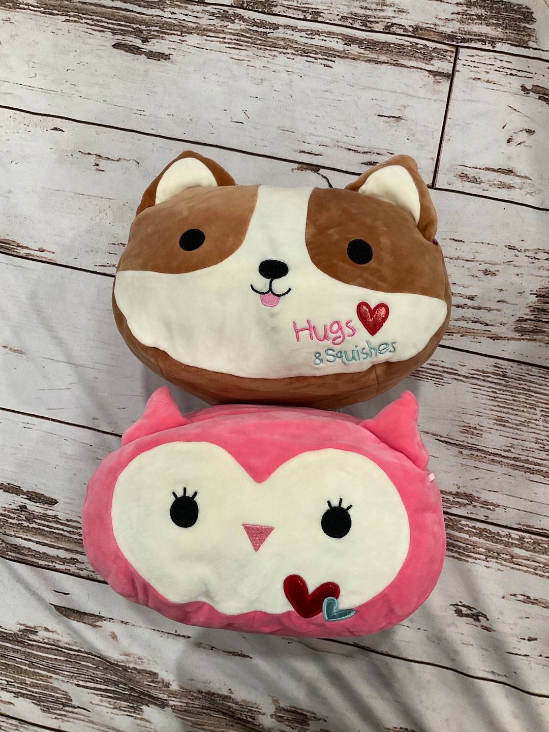 Squishmallows Stackables Francesca the Owl and Reginald the Corgi Hugs & Kisses - Etsy
