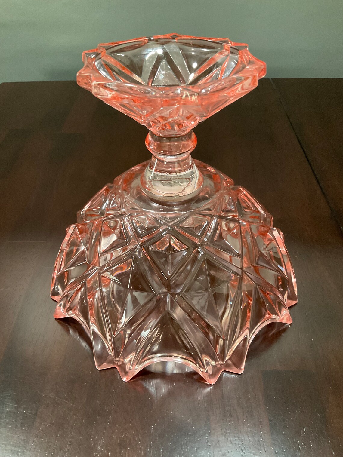 Large Pink Cut Glass Decorative Bowl - Etsy