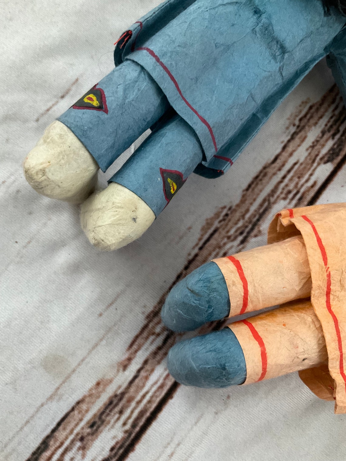 Two Vintage Handmade Paper Mache and String Dolls - Etsy