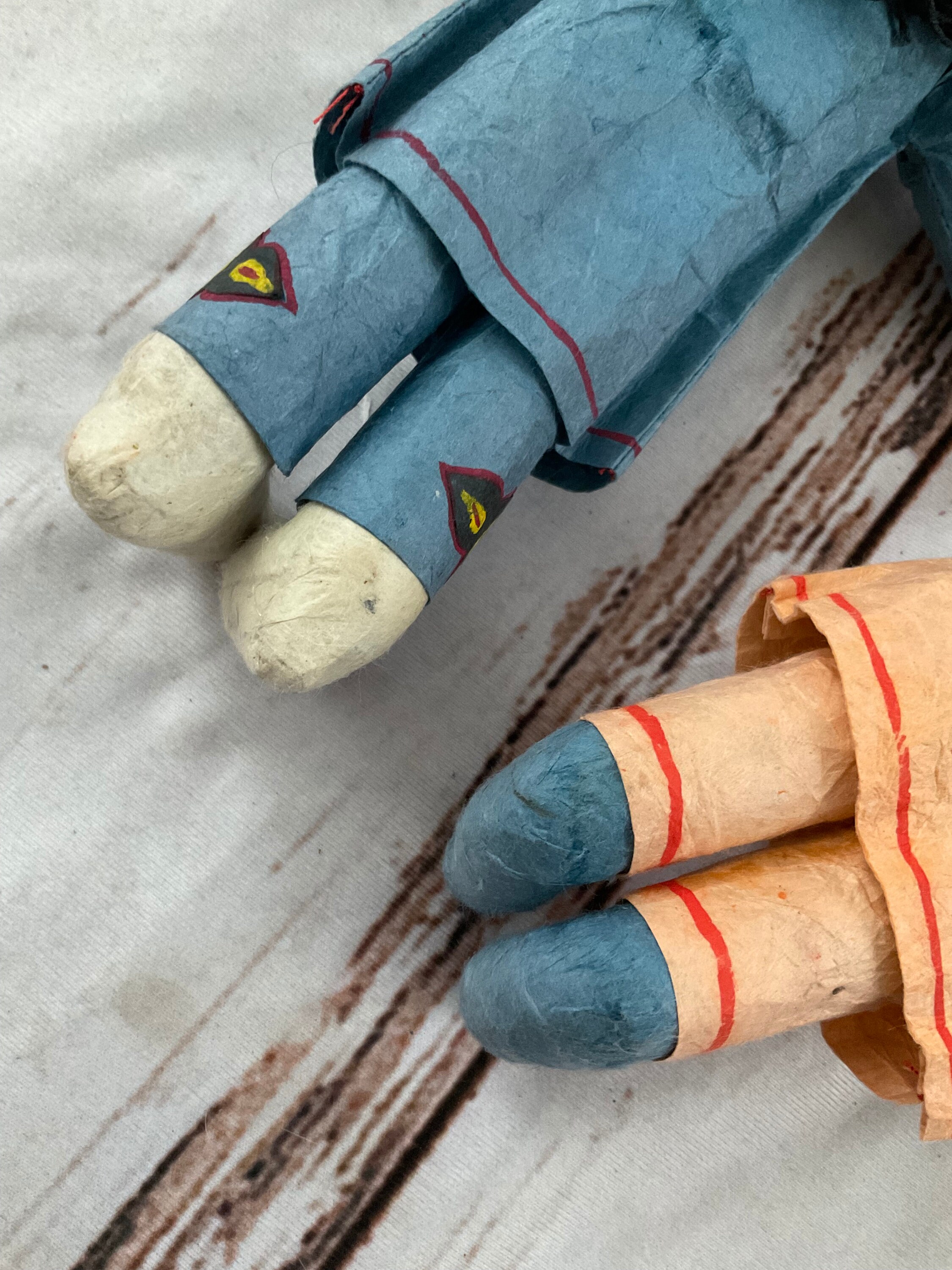 Two Vintage Handmade Paper Mache and String Dolls - Etsy