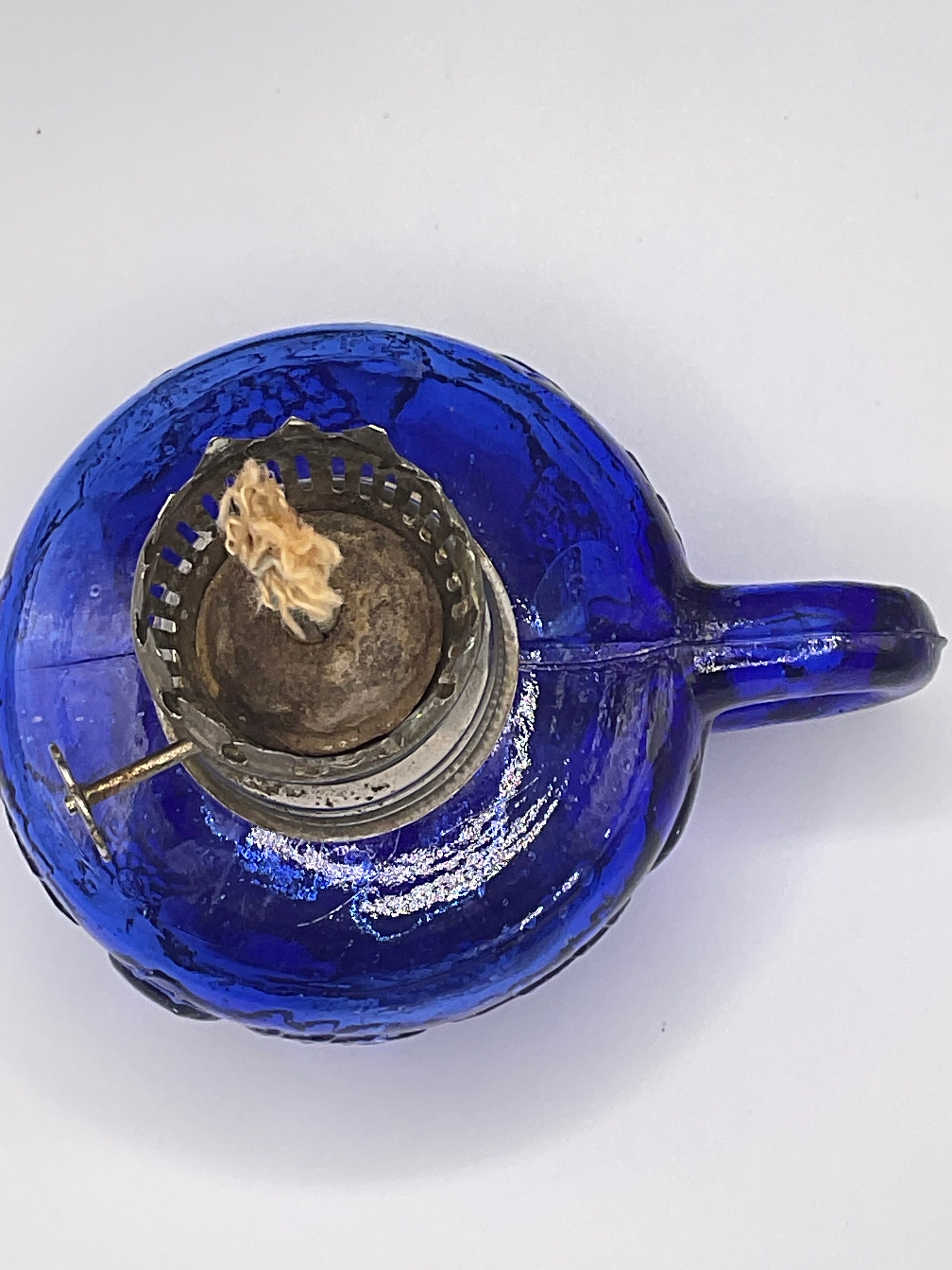 Vintage Small Cobalt Blue Oil Lamp - Etsy