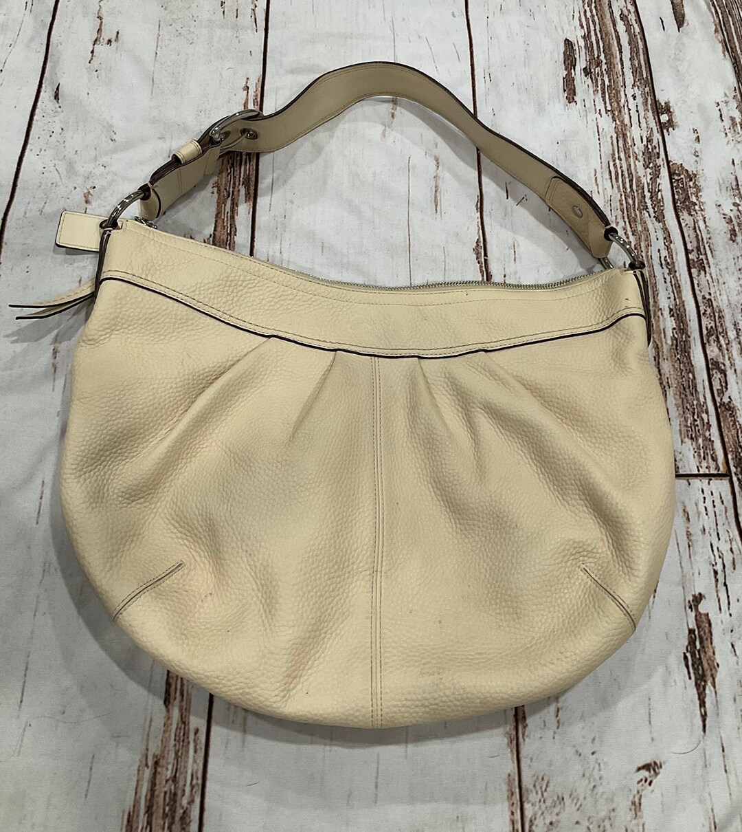 Coach Pebble Leather Cream Hobo Bag - Etsy