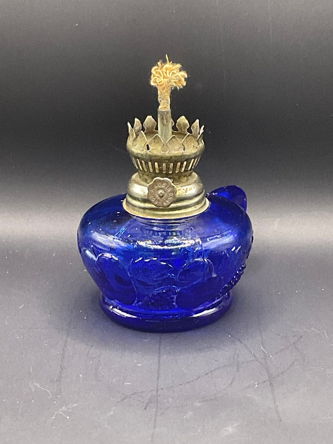 Vintage Small Cobalt Blue Oil Lamp - Etsy