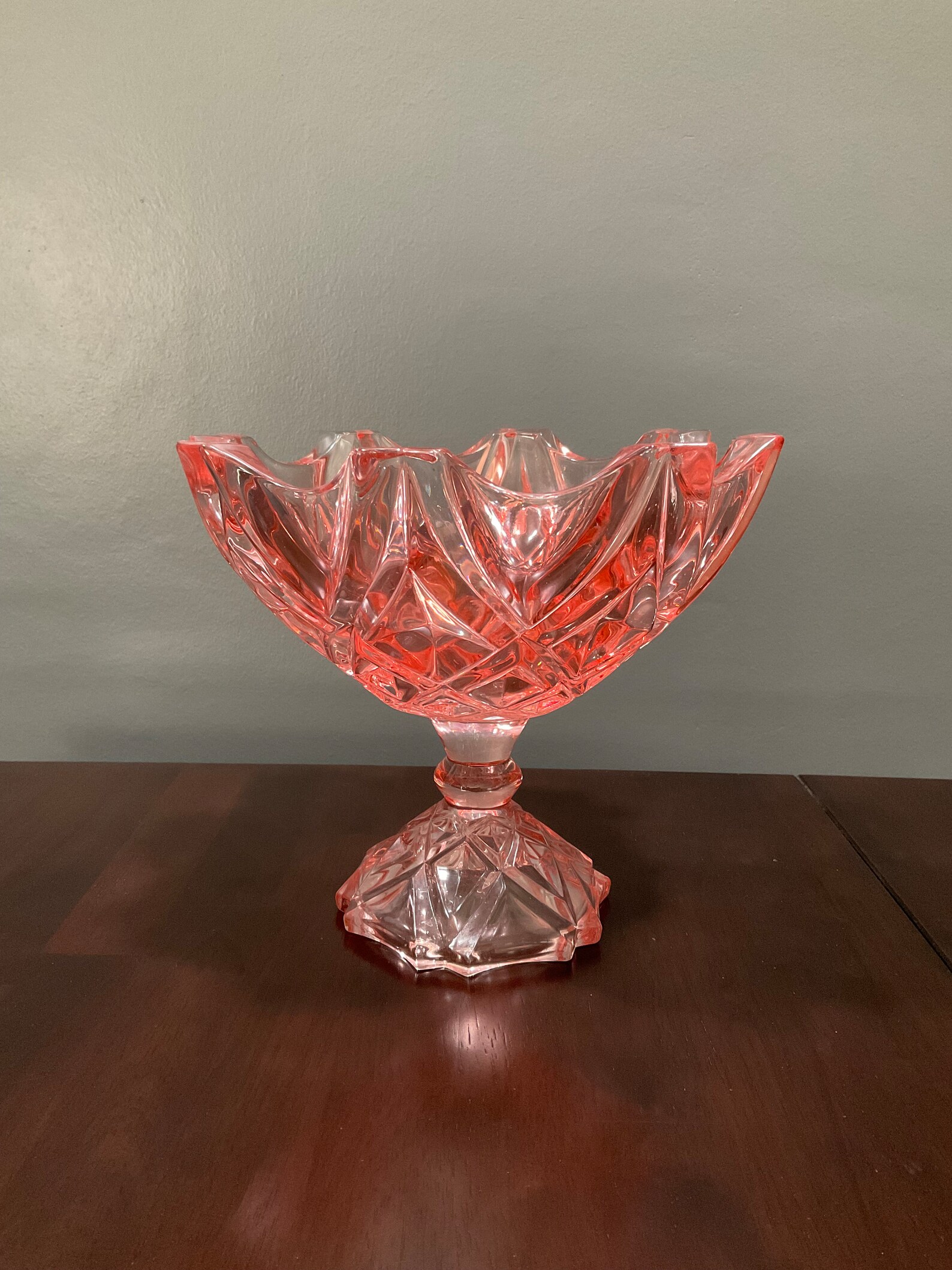 Large Pink Cut Glass Decorative Bowl - Etsy
