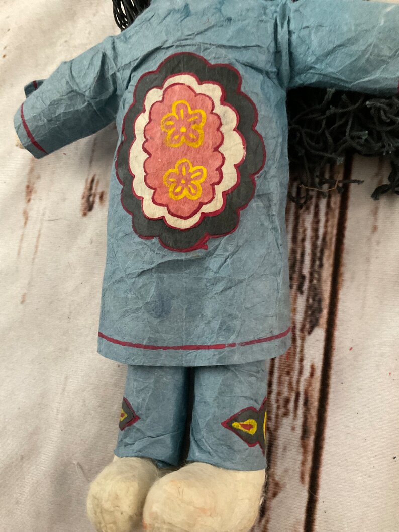 Two Vintage Handmade Paper Mache and String Dolls - Etsy
