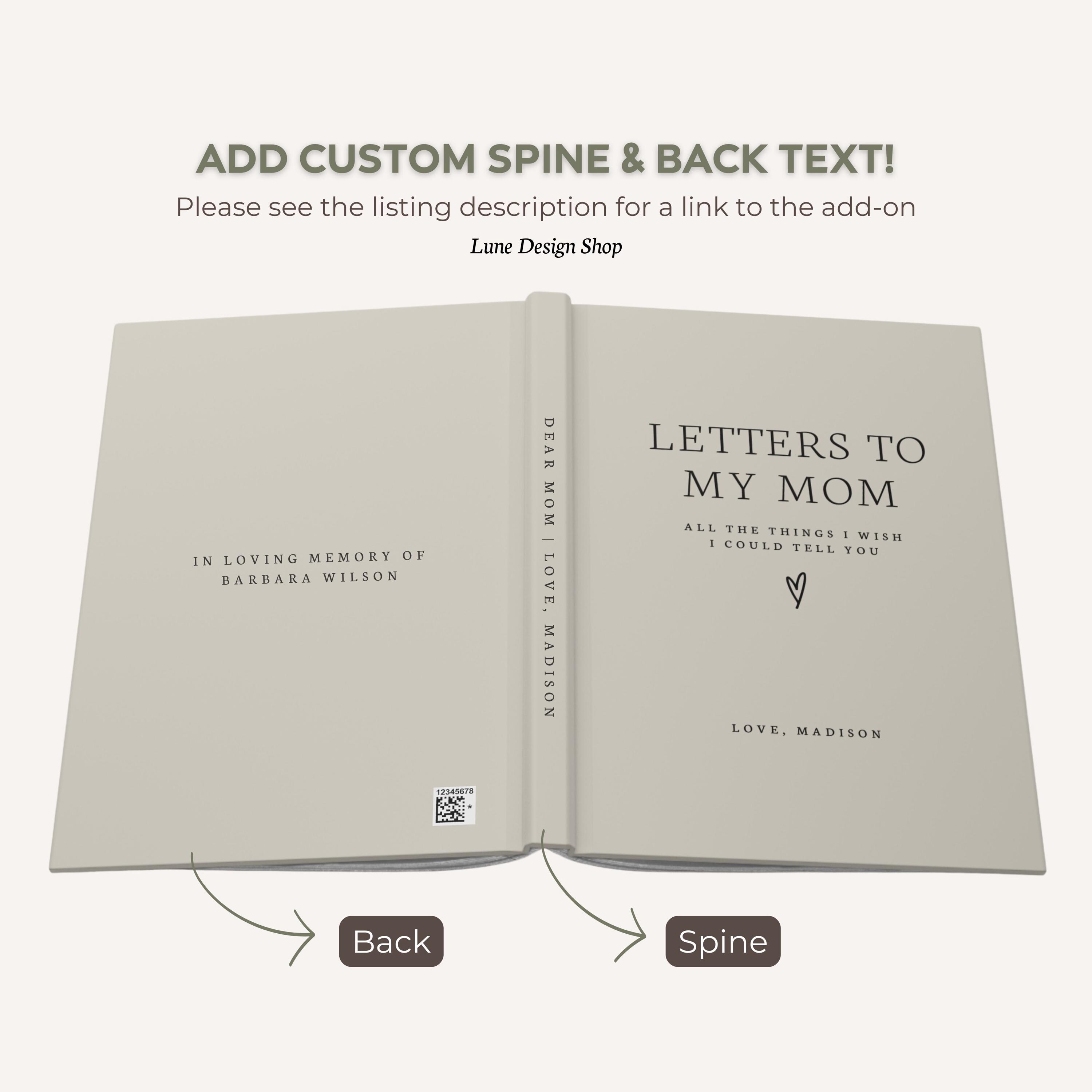 Letters to My Mom Custom Notebook- Loss of Mother Grief Journal- Mom ...