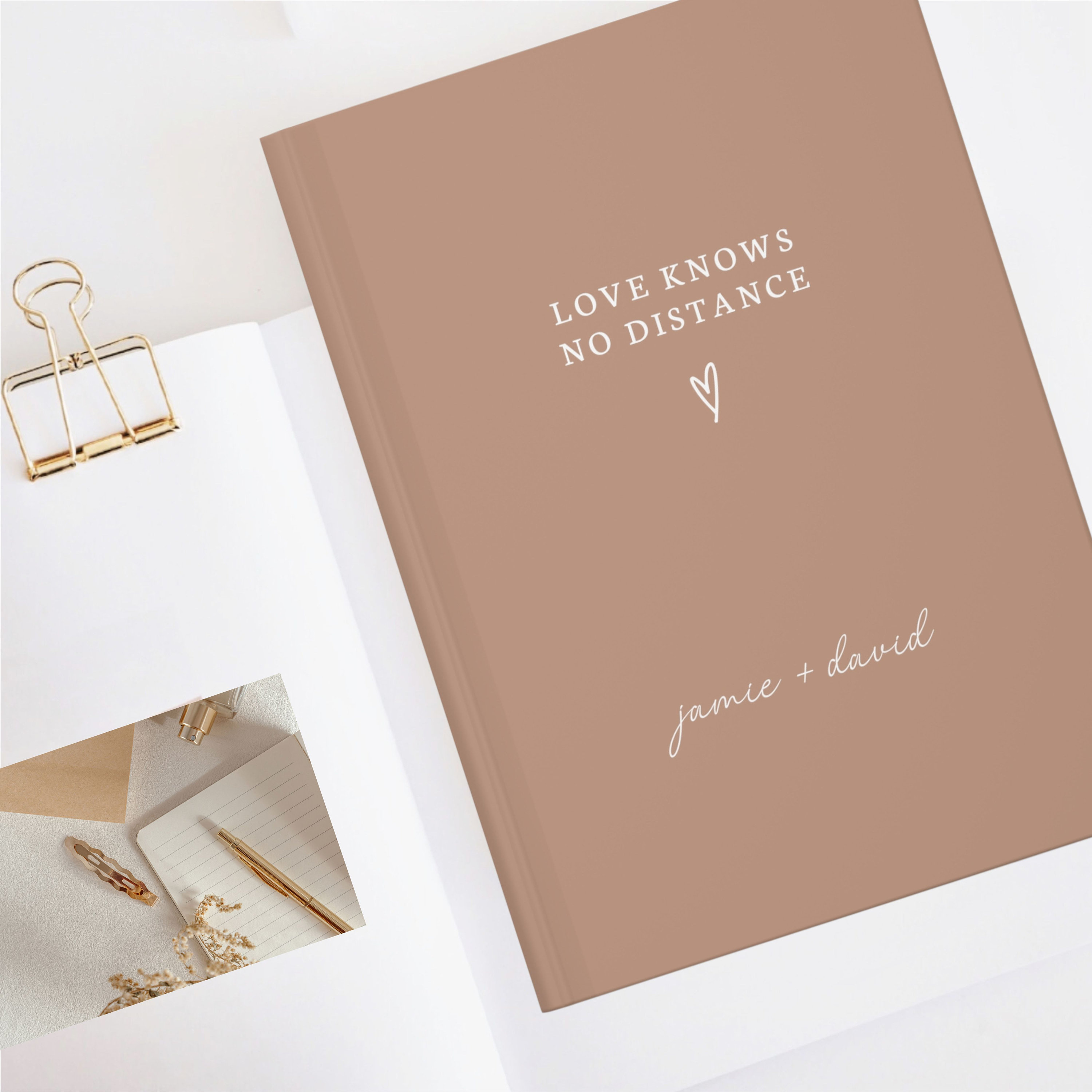 Love Knows No Distance Notebook- Personalized Couple Journal- Custom ...