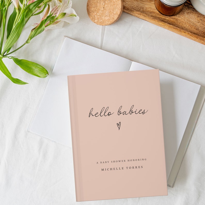 Baby Shower Guest Book- Twin Hello Babies Journal- Custom Guestbook ...