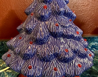 Blue Ceramic Christmas Tree With Lights - Etsy