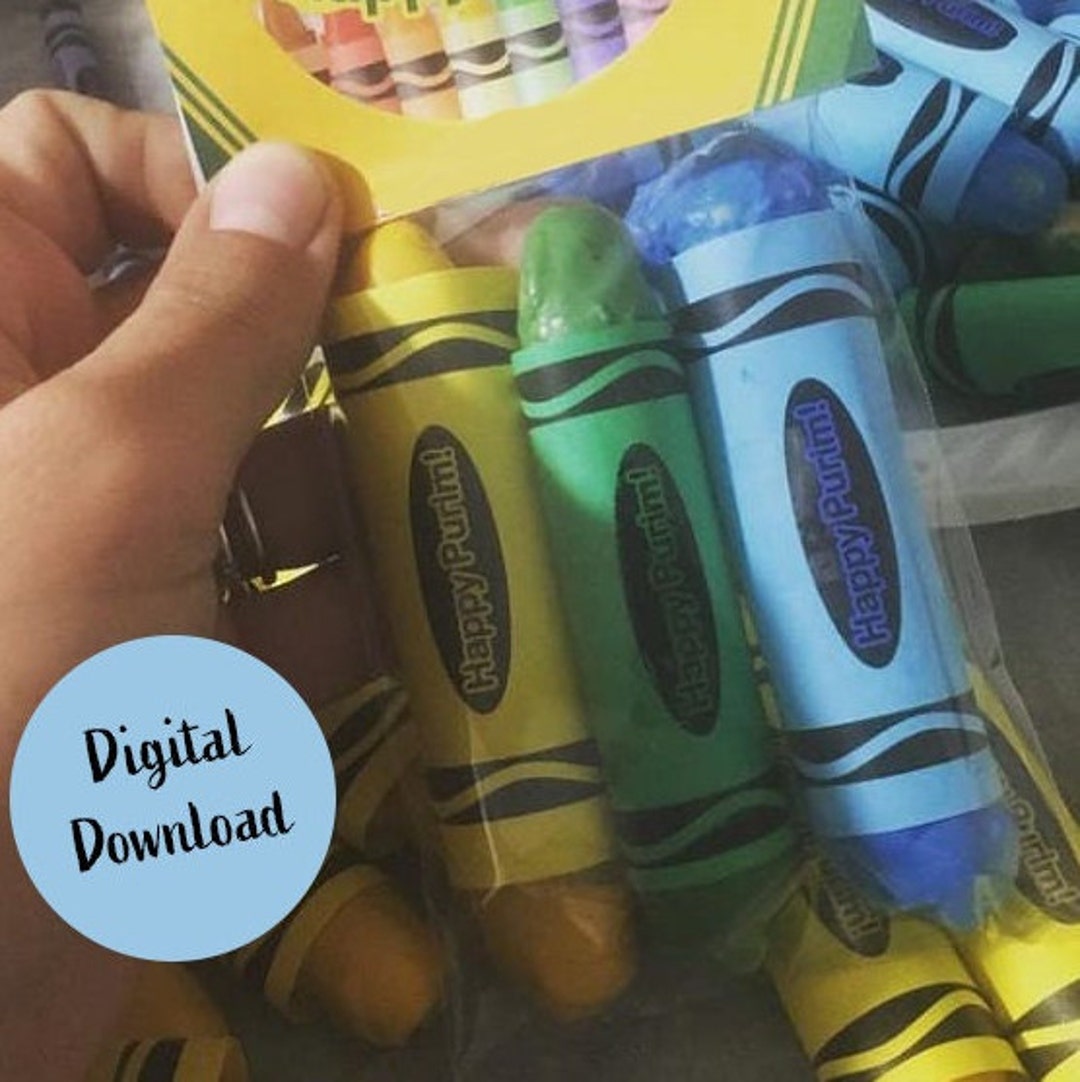 Happy Purim Crayola Crayon Wrappers | Purim Party Favor Wrappers ...
