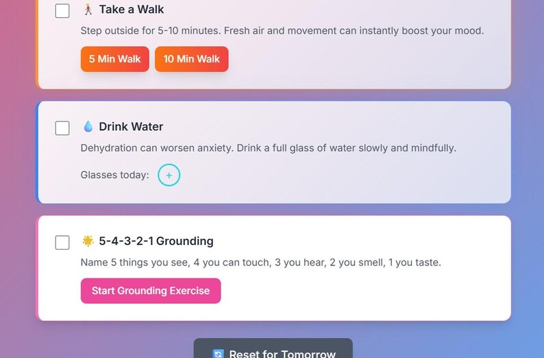 Stress & Anxiety Relief Planner | Online Interactive Calming Checklist ...