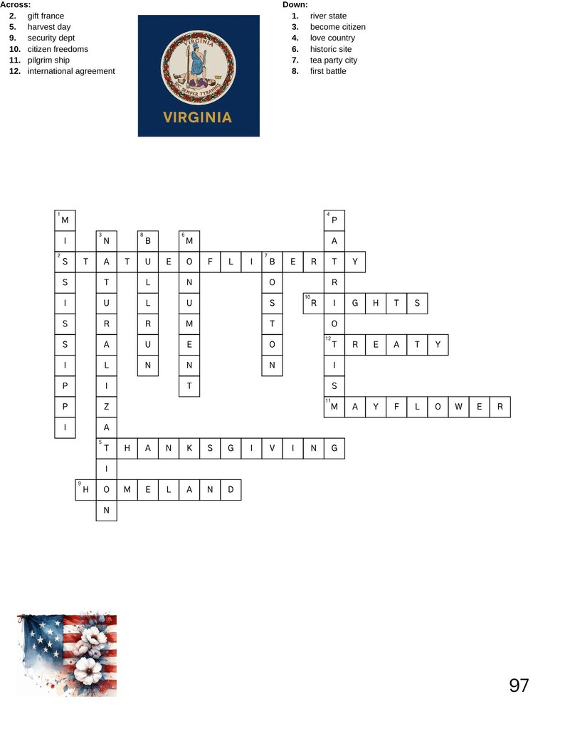 100 American Citizenship Crossword Puzzle With Answers Pdf – Fun ...