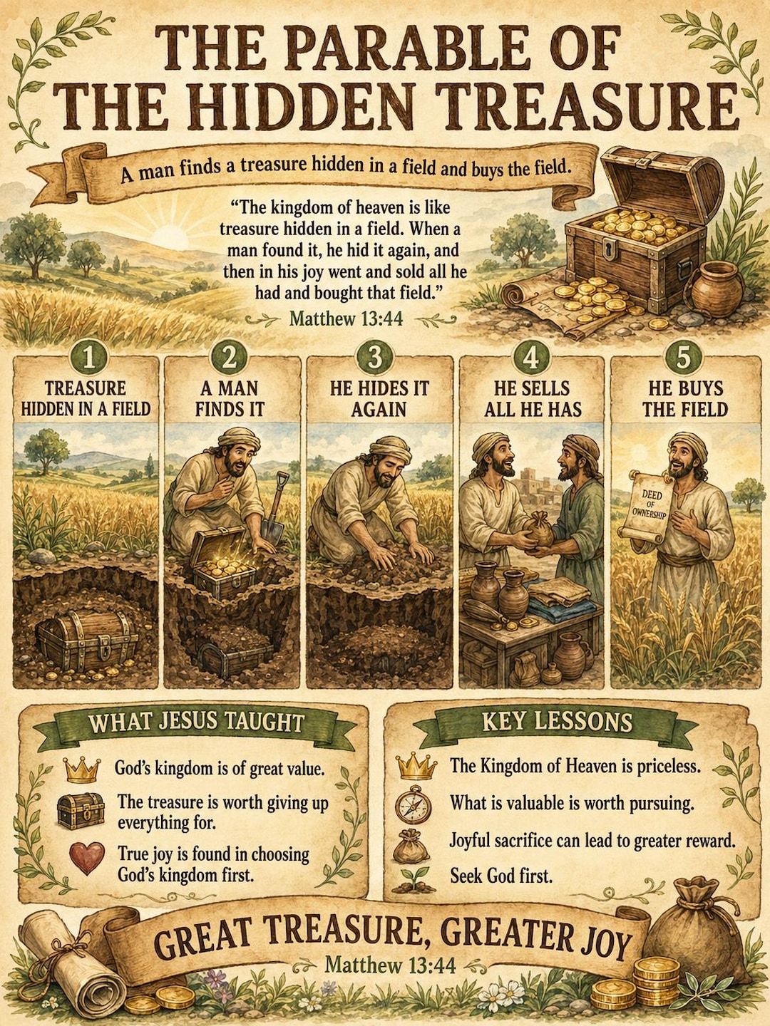 The Parable of the Hidden Treasure Bible Study, Poster, Worksheet ...