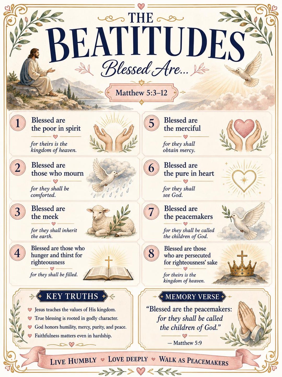 Beatitudes Bible Study Bundle, Poster, Guide, Worksheet (PDF, PNG, MP4 ...