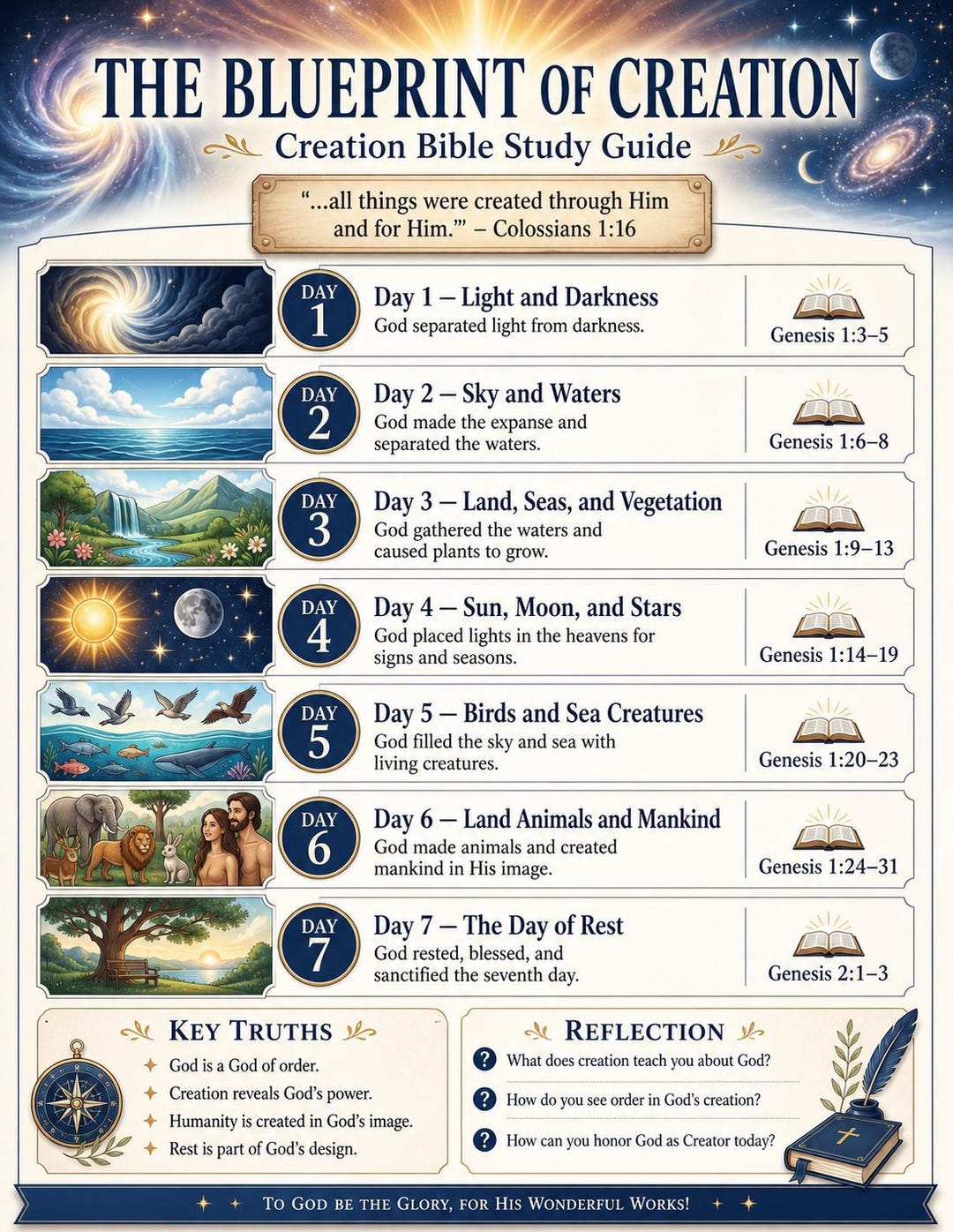 Creation Bible Study Guide, Poster, Lesson, Worksheet, Quiz (PDF, PNG ...