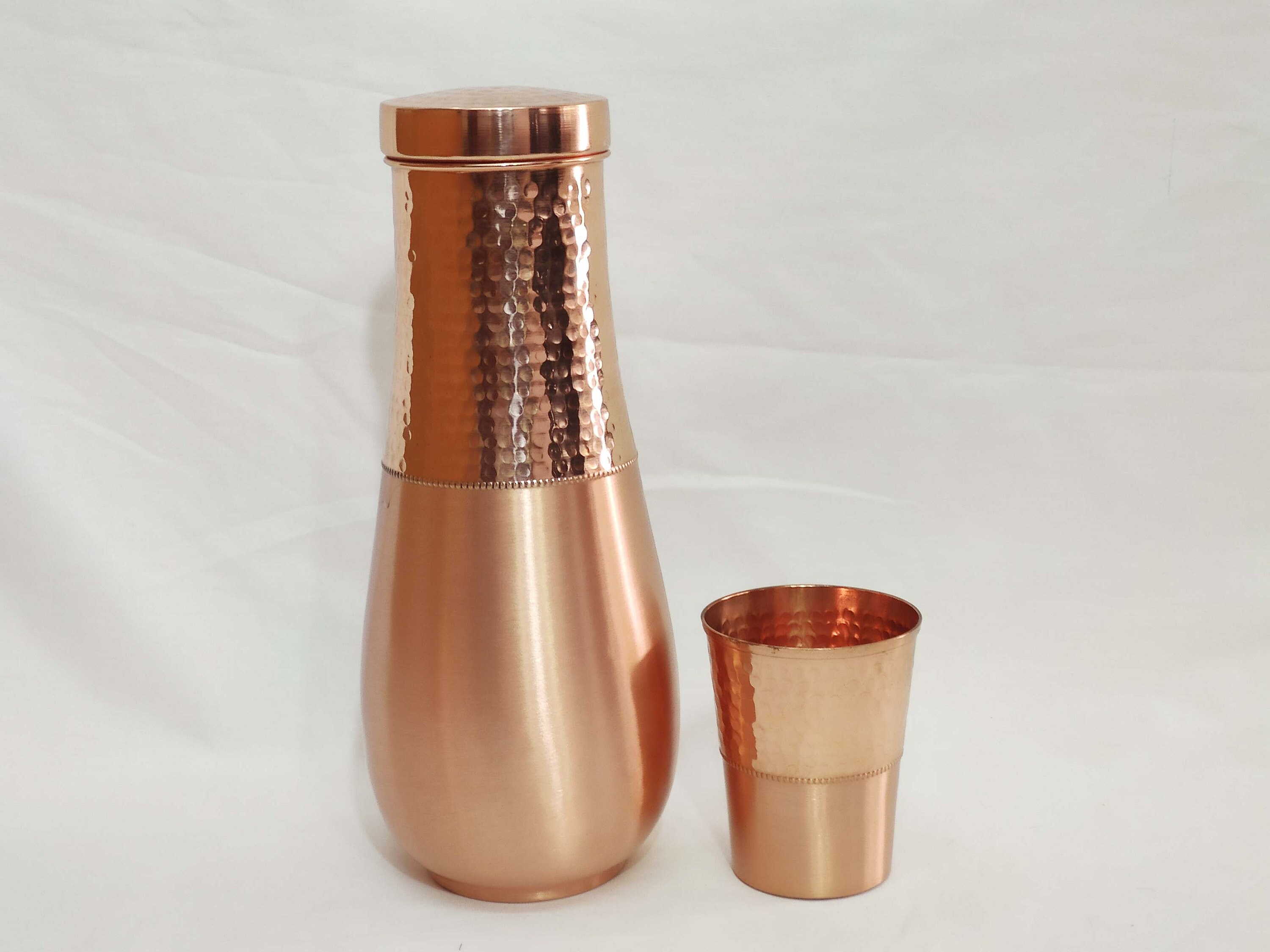 Drinkware Water Bottles Kitchen & Dining Pure Copper Half Hammered ...