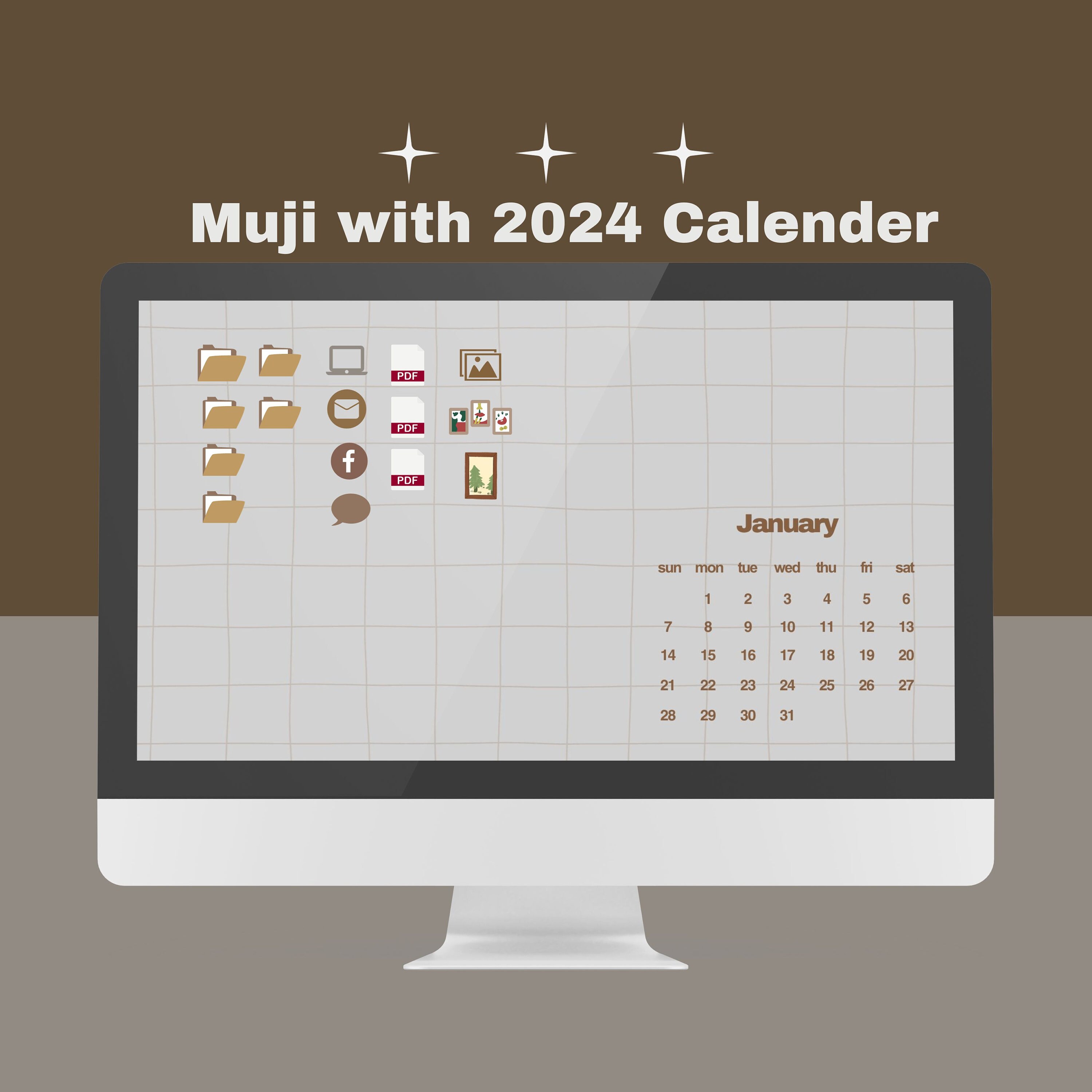 2024 Calender Desktop Wallpaper With Muji - Etsy