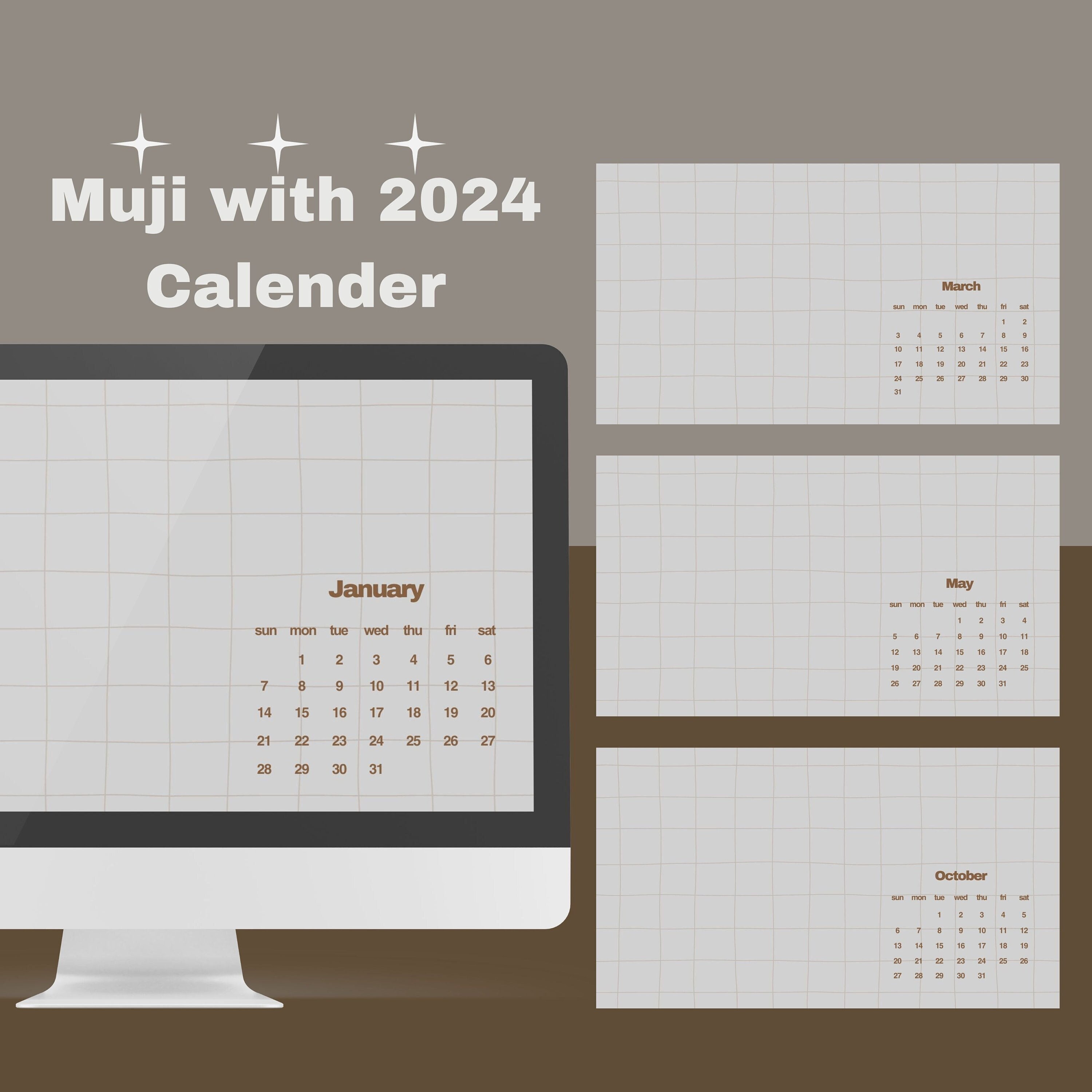 2024 Calender Desktop Wallpaper With Muji - Etsy