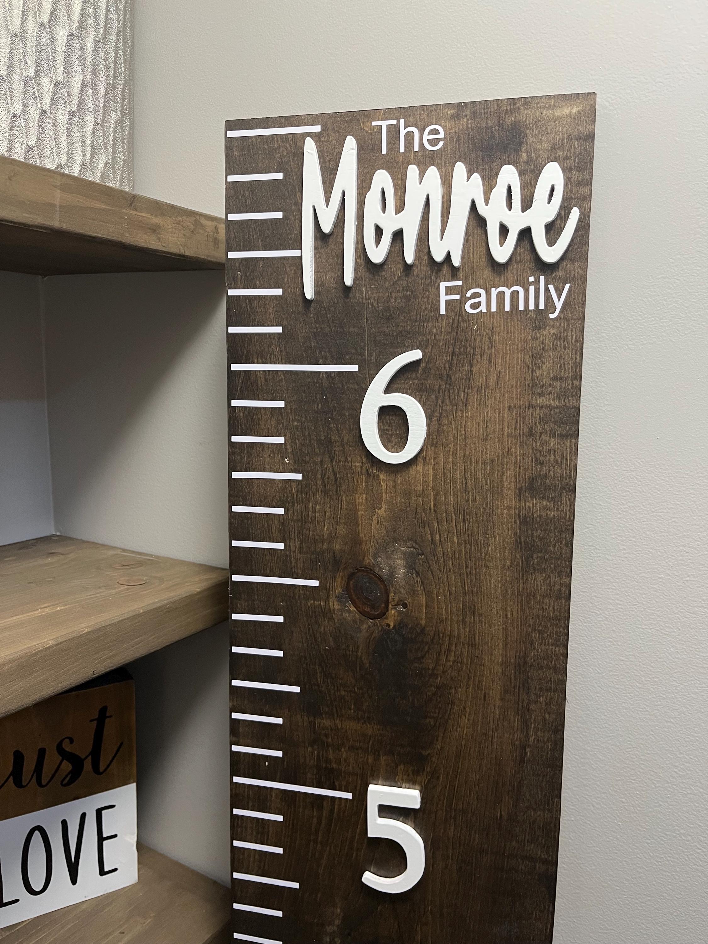 6.5 Foot Growth Chart Wall Ruler for Family and Children With Wood Cut ...