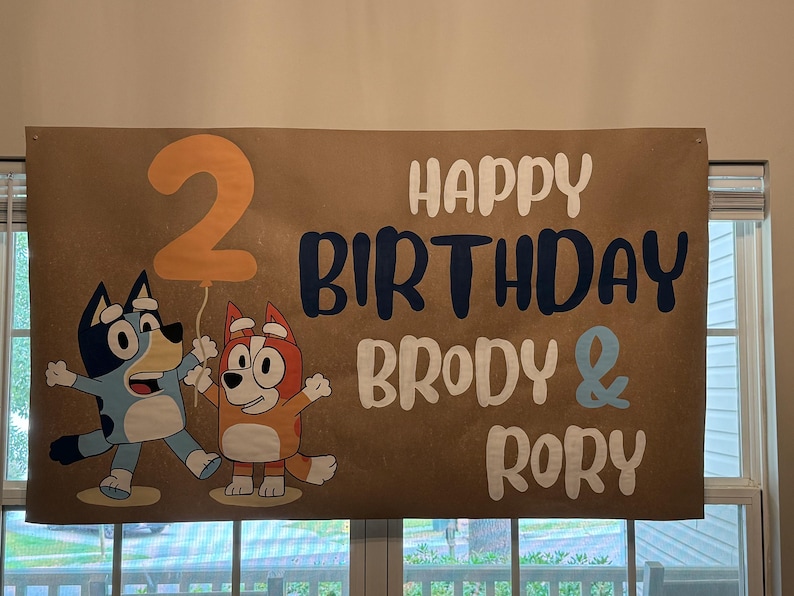 Custom Hand Painted Bluey Themed Banner Party Banner Party Decor Bluey ...