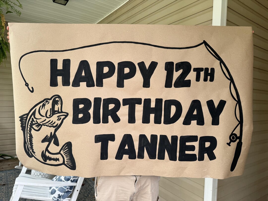 Custom Hand Painted Fishing Themed Banner Party Banner Party Decor ...