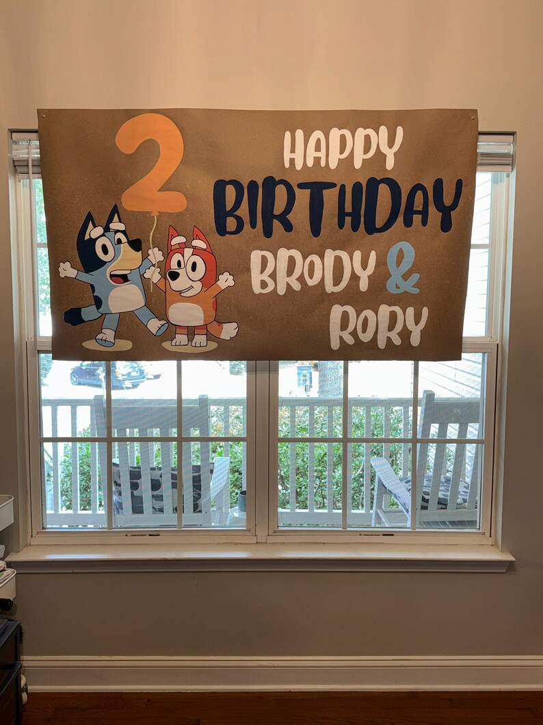 Custom Hand Painted Bluey Themed Banner Party Banner Party Decor Bluey ...