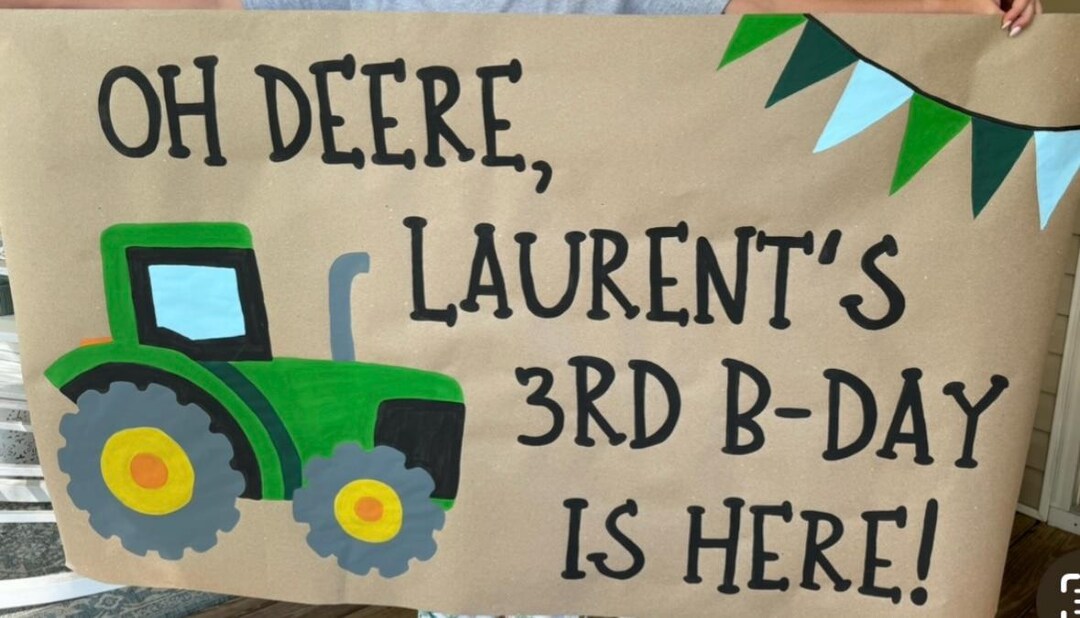 Tractor Custom Hand Painted Birthday Banner Tractor Party Tractor ...