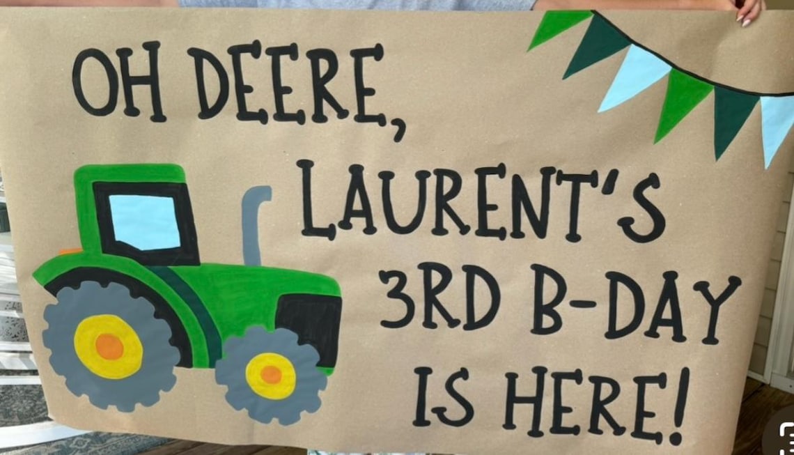 Tractor Custom Hand Painted Birthday Banner Tractor Party Tractor ...