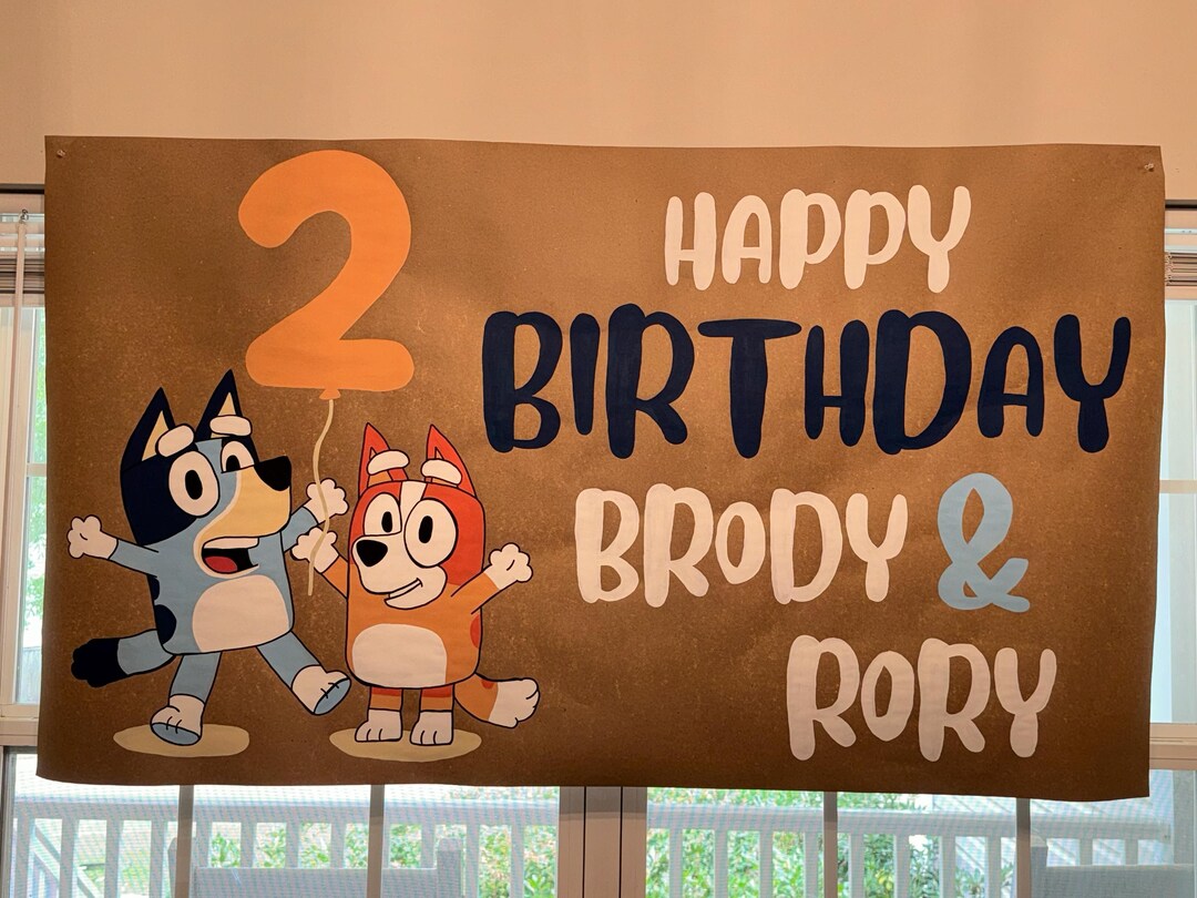 Custom Hand Painted Bluey Themed Banner Party Banner Party Decor Bluey ...