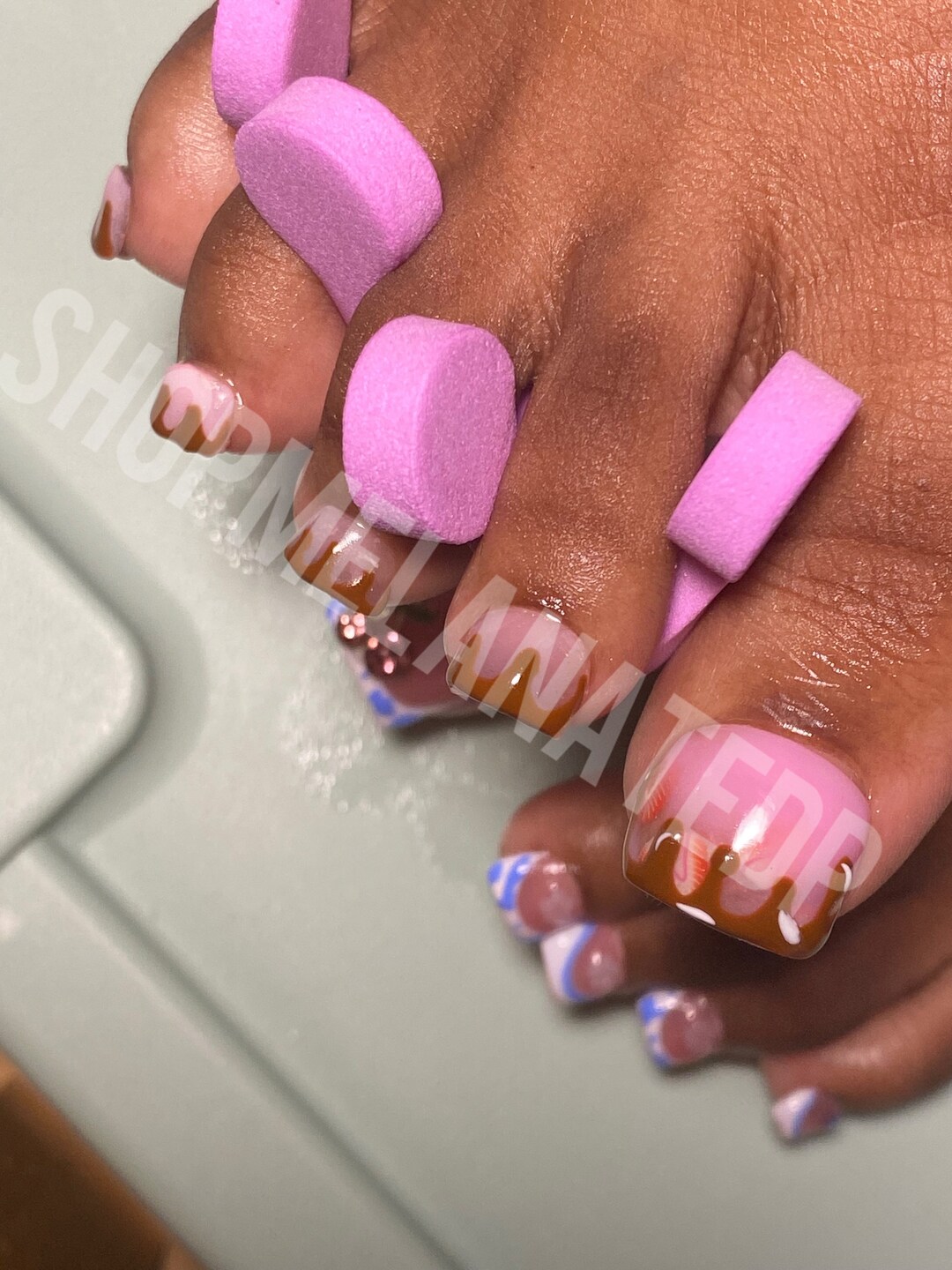 Treat Me Baby/ Acrylic Toe Nails, Press on Nails, Safe to Wear ...