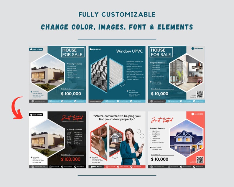 Modern Instagram Canva Post Templates for Property Agent, Real Estate ...